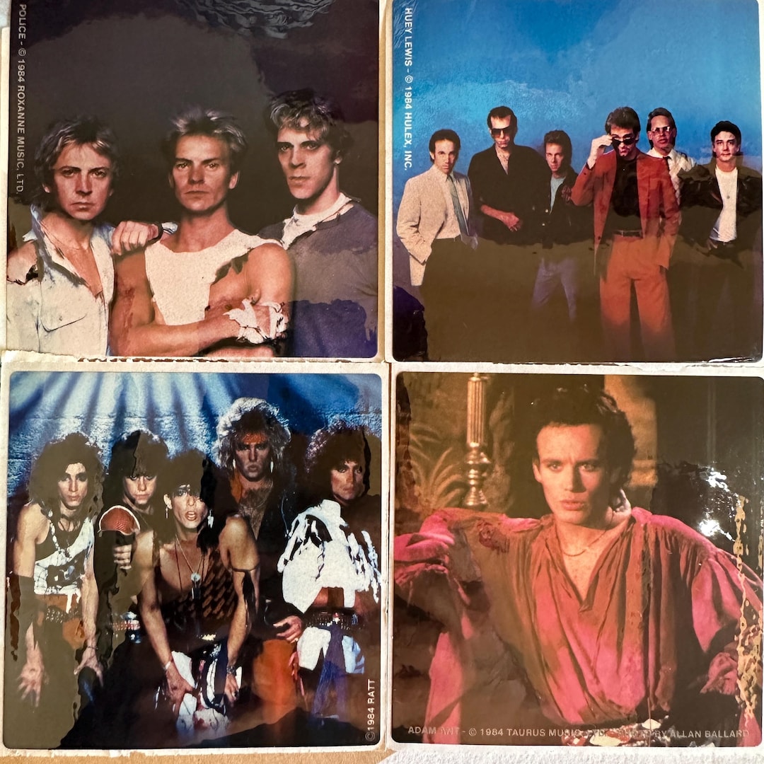 Vintage 80s Boy Band Fan Club Stickers 1984, Police Ratt Adam Ant Huey ...