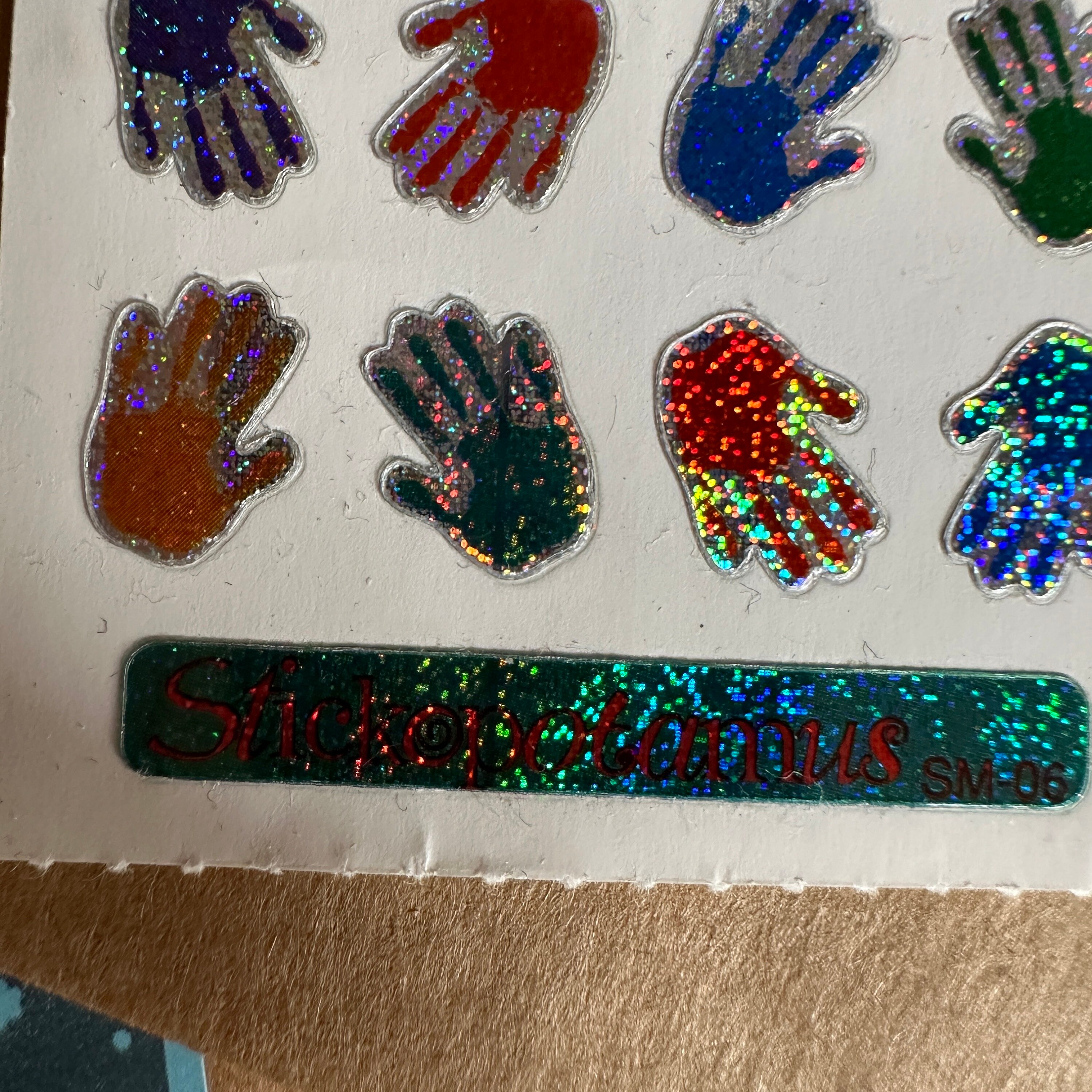 Vintage Prismatic Handprints Stickopotamus Sticker Strip, Gift for ...