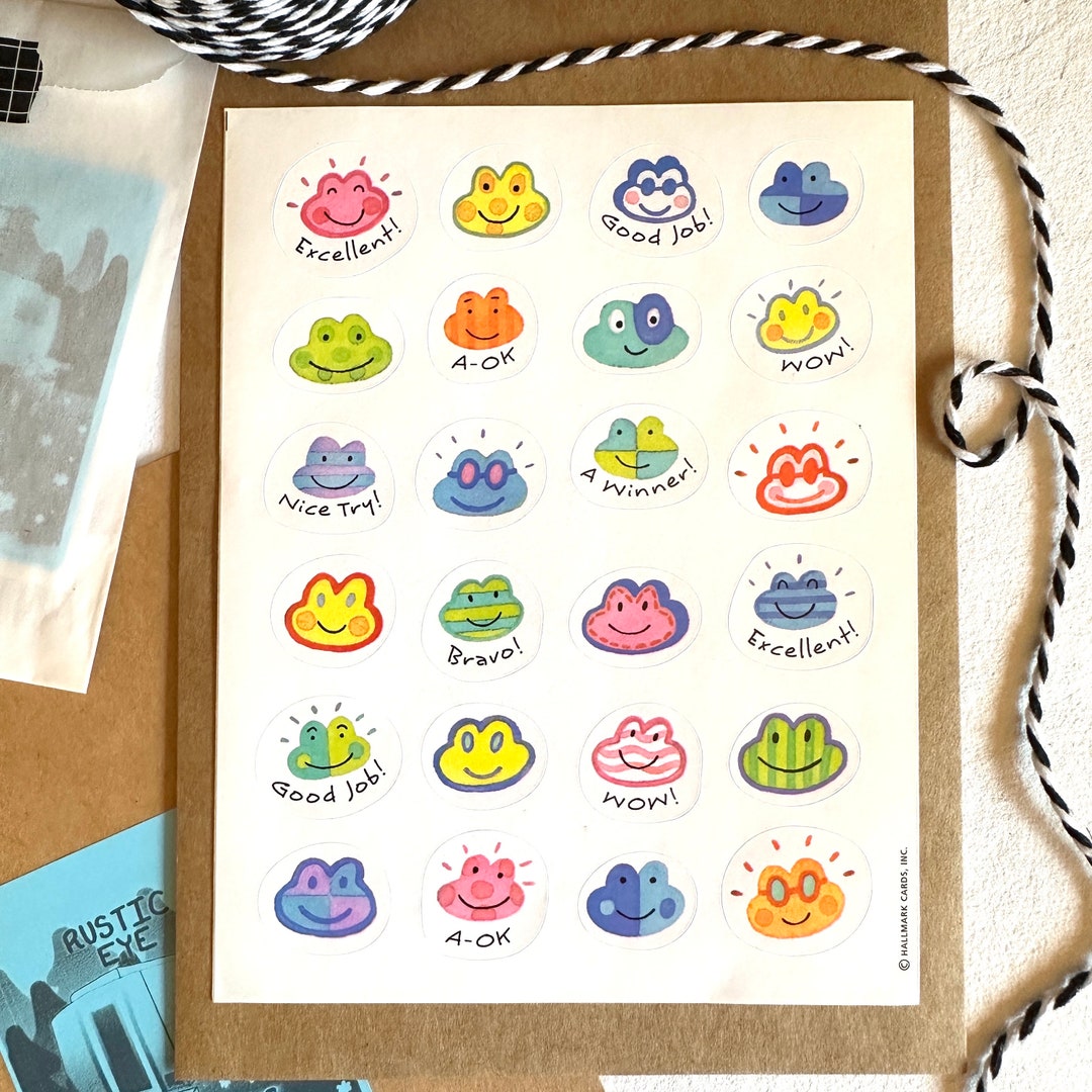 Vintage Frogs Praise Hallmark Stickers, Excellent Bravo A Winner Good ...