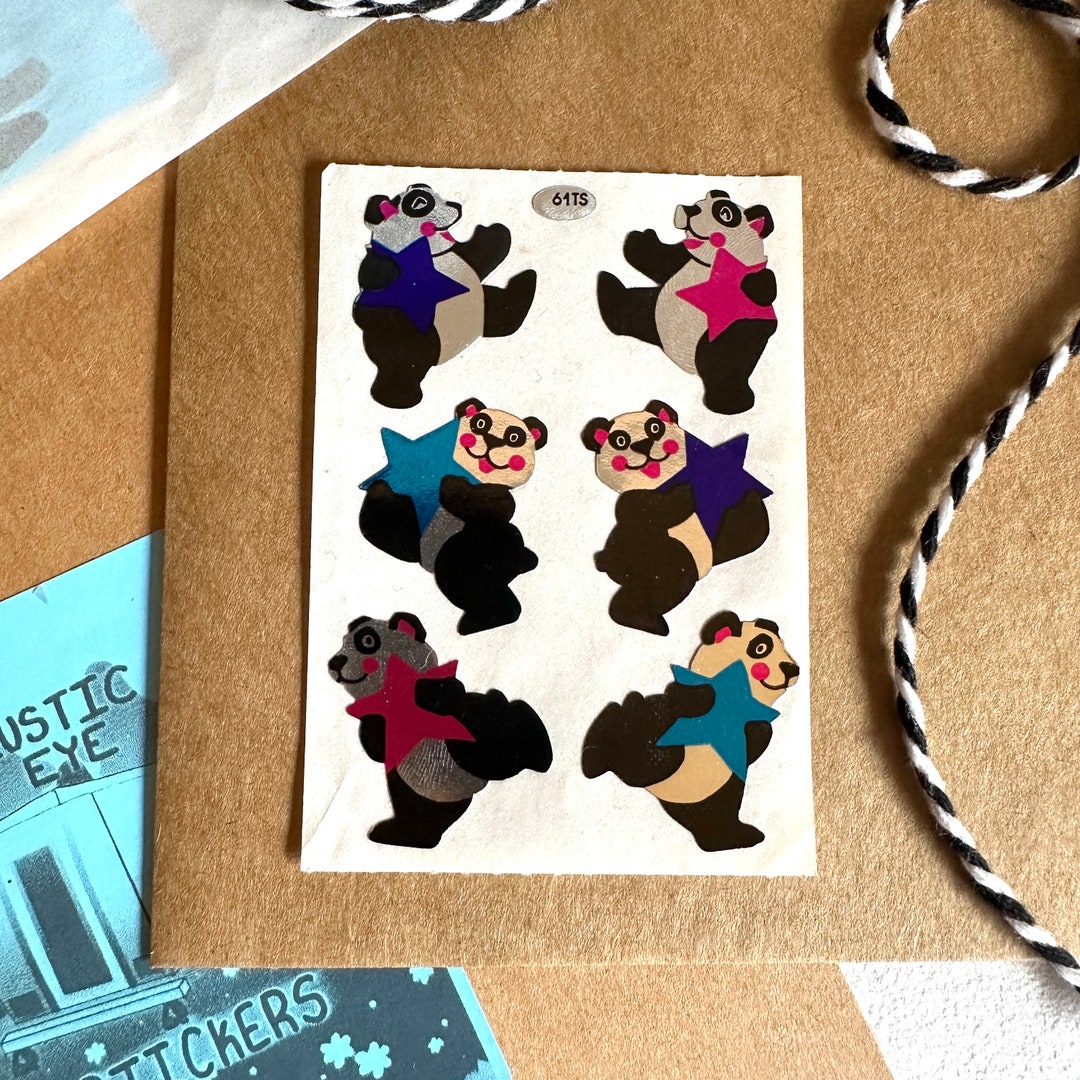 Vintage RARE 80’s Limited Edition Foil Illuminations Pandas Sticker ...