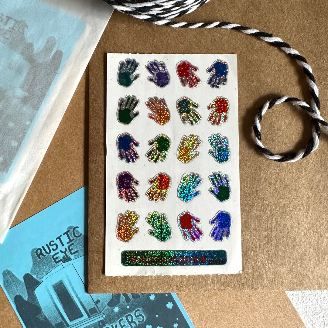 Vintage Prismatic Handprints Stickopotamus Sticker Strip, Gift for ...