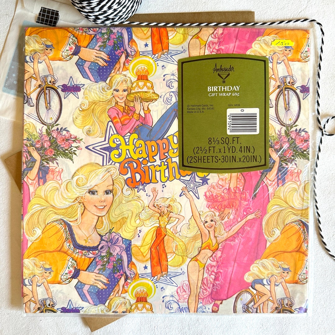 Vintage 80’s Barbie Wrapping Paper RARE, Birthday Gift Wrap Ambassador ...