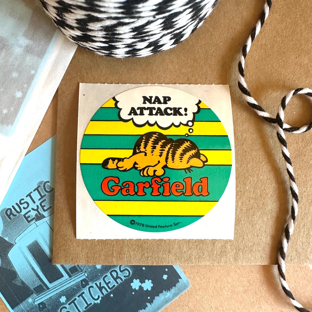 Vintage 80’s Garfield Nap Attack Sticker, Pen Pal Envelope Decorating ...