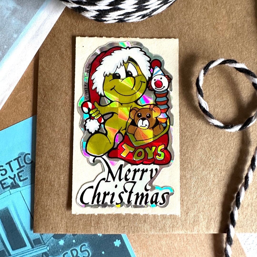 Vintage 80’s Moodies Prismatic Merry Christmas Sticker, Santa Happy ...