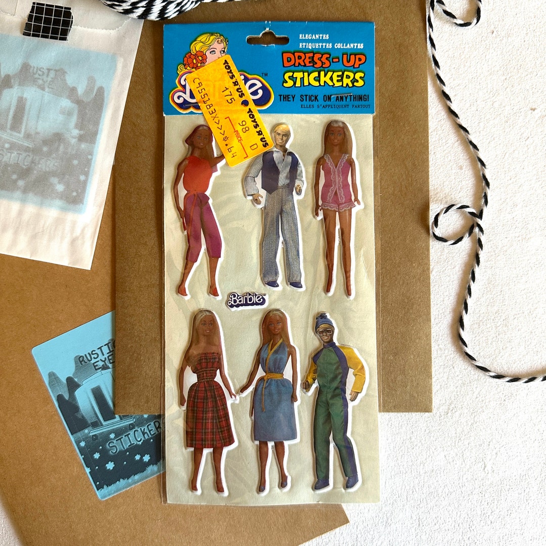 Vintage 80’s Barbie & Ken Puffy Dress-up Stickers Sheet HTF, Barbie ...