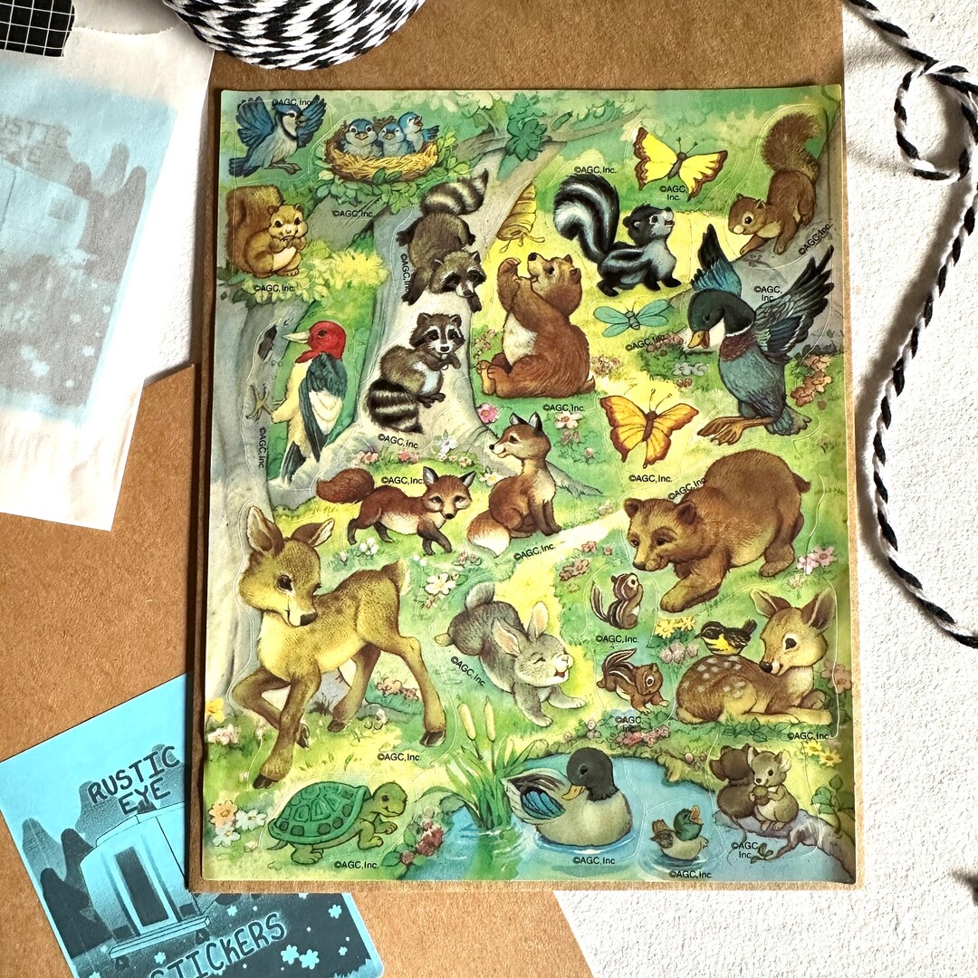 Vintage AGC Woodland Animals Sticker Sheet, American Greetings Forest ...