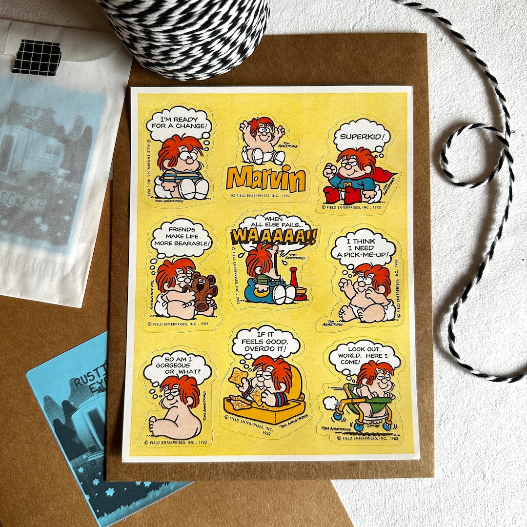 Vintage 1982 Marvin Stickers by Field Enterprises, Tom Armstrong ...
