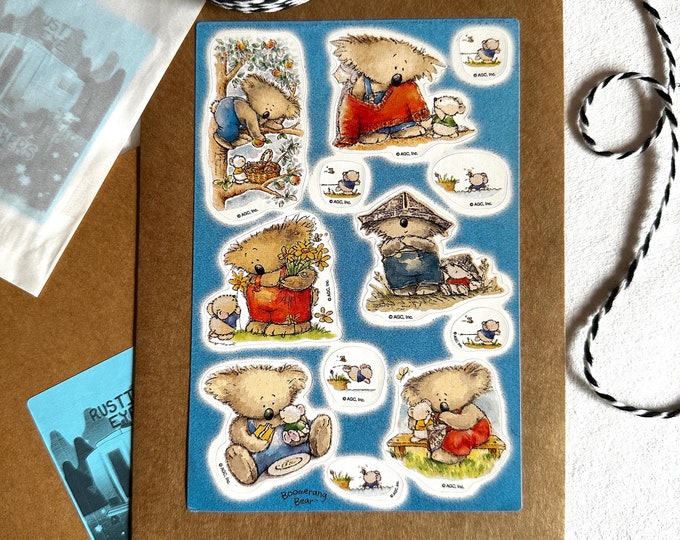 Vintage AGC Boomerang Bear Sticker Sheet, American Greetings Love ...