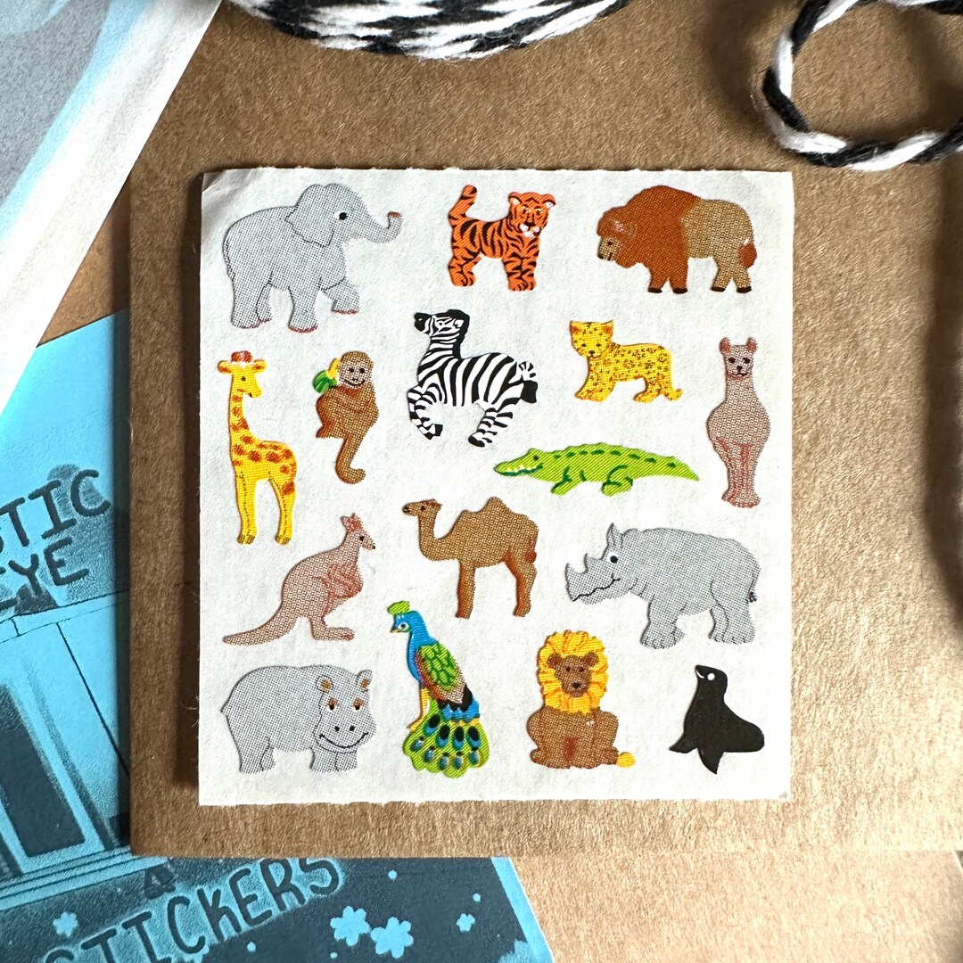 Vintage Mini Zoo Animals 90s Sandylion Stickers, 1990s Blank Backs ...