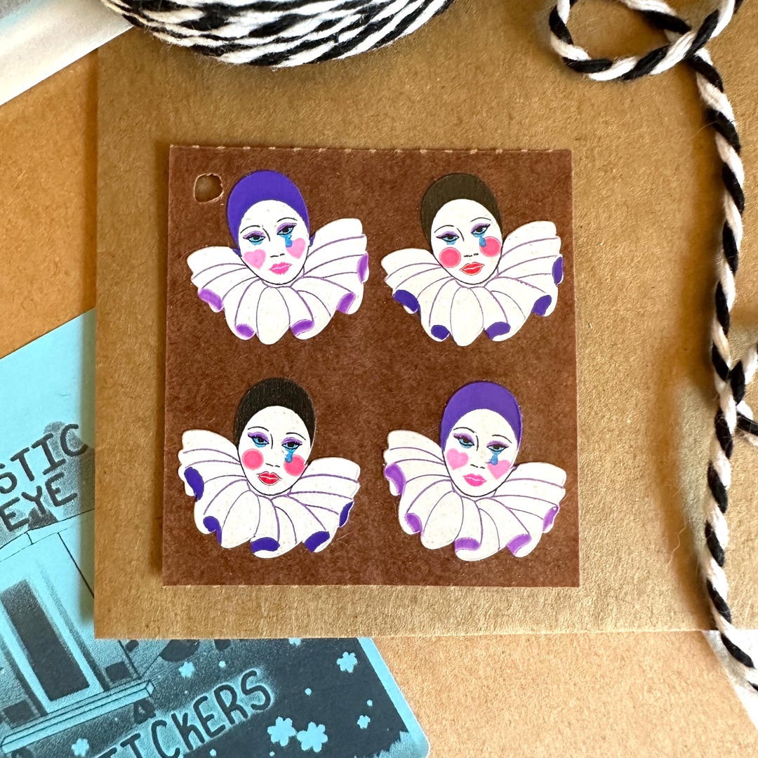 Vintage RARE Pierrot Faces Clown Sandylion Kromekote Stickers Mods ...