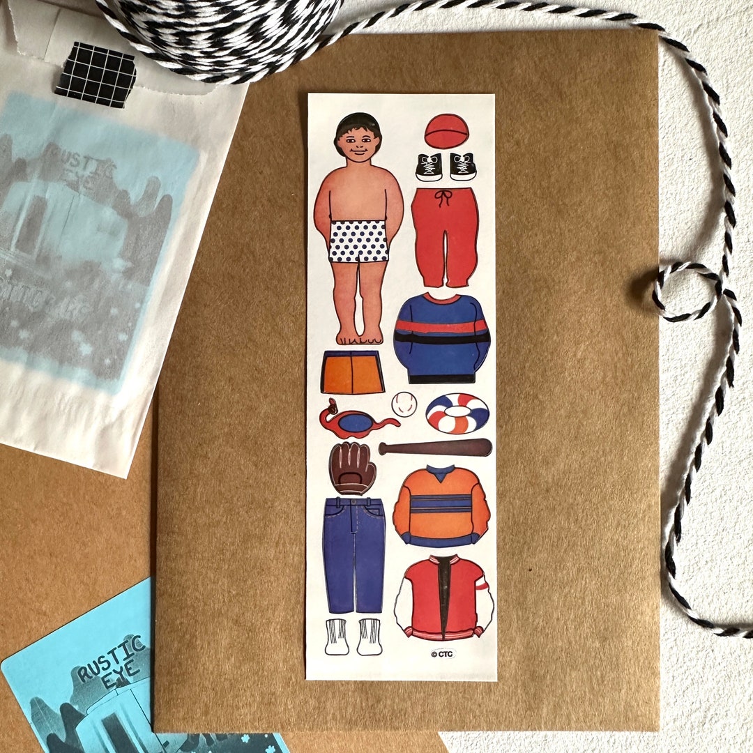 Vintage Boy Dress up CTC Sticker Sheet, Paper Doll Style Activity ...