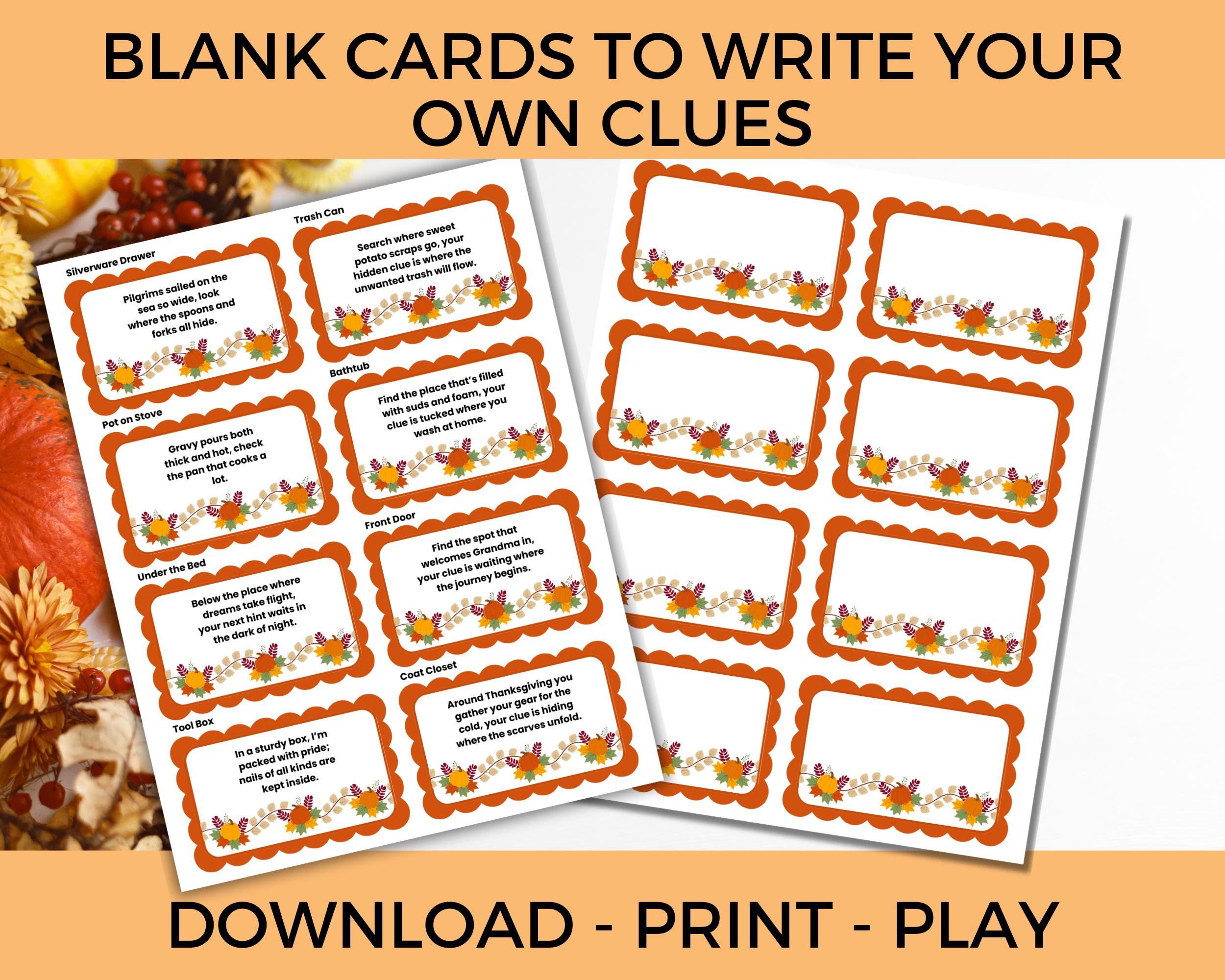 Thanksgiving Scavenger Hunt, Indoor Treasure Hunt, Outdoor Scavenger ...
