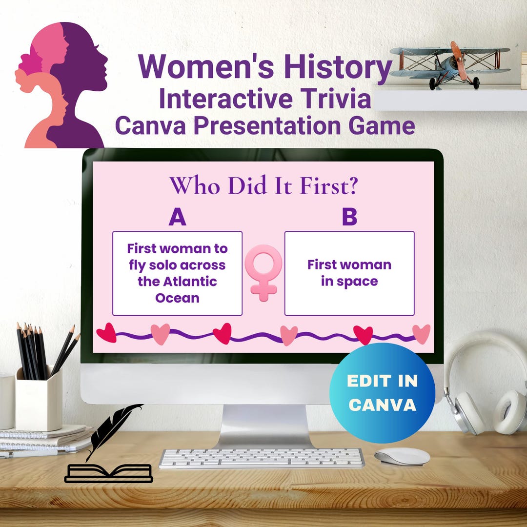 Women’s History Month Trivia Game, Customizable Canva Template ...