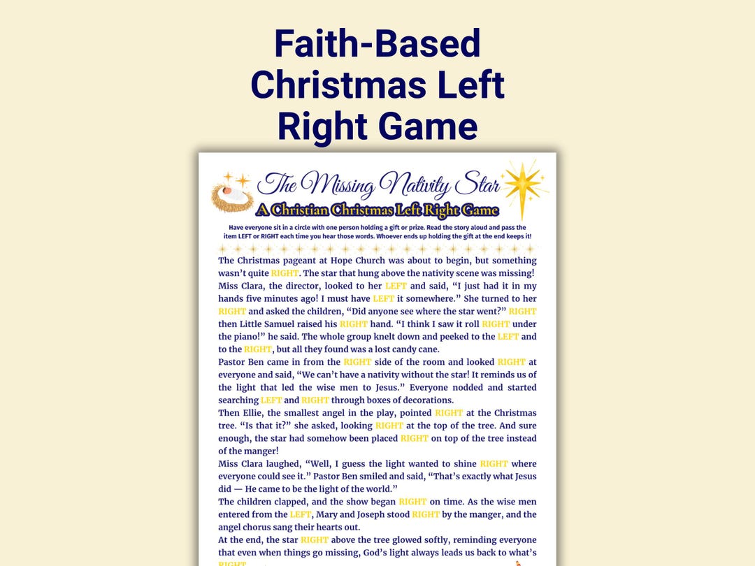 Christmas Left Right Game, Christian Christmas Game Printable, the ...