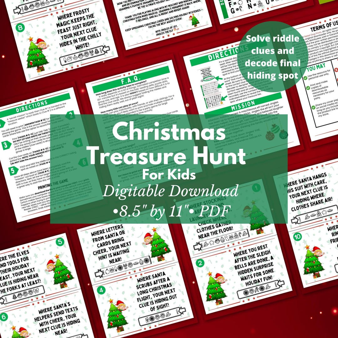 Christmas Treasure Hunt for Kids, Printable Kids Game, Indoor Scavenger ...
