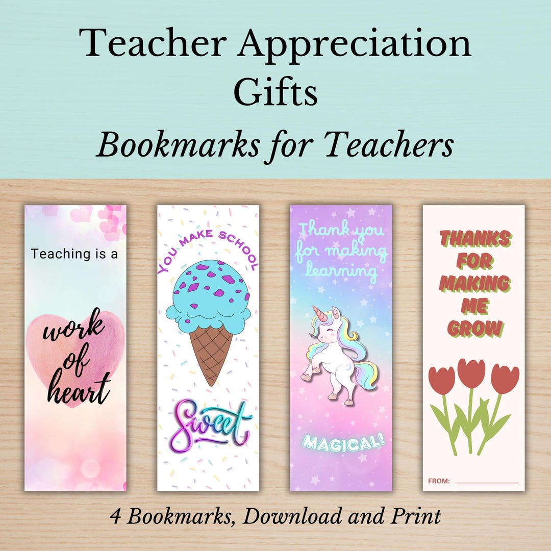 Teacher Appreciation Bookmarks, Teacher Appreciation Week Gifts, Gifts ...
