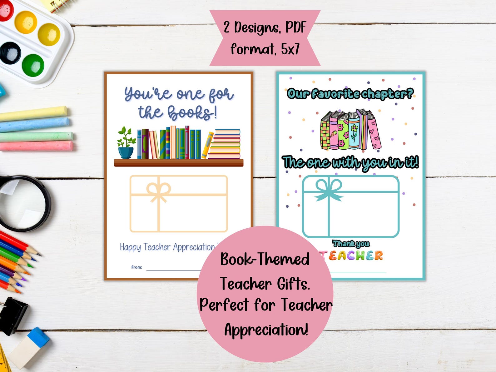 Teacher Appreciation Gift Card Holder Printable, Book Theme Teacher ...