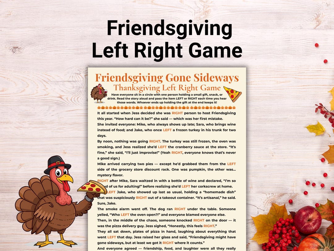 Thanksgiving Left Right Game, Friendsgiving Party Game, Fall Party ...
