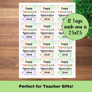 Teacher Appreciation Gift Tags, Teacher Thank You Tags, Colorful ...