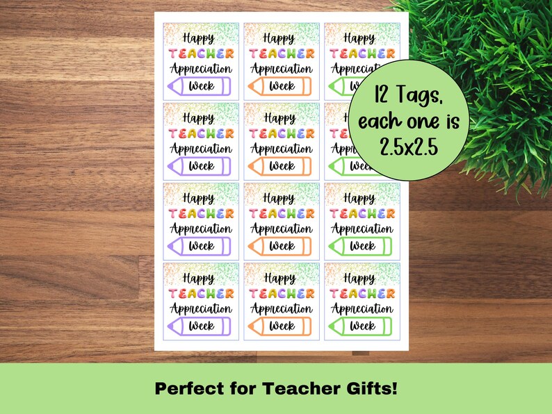 Teacher Appreciation Gift Tags, Teacher Thank You Tags, Colorful ...