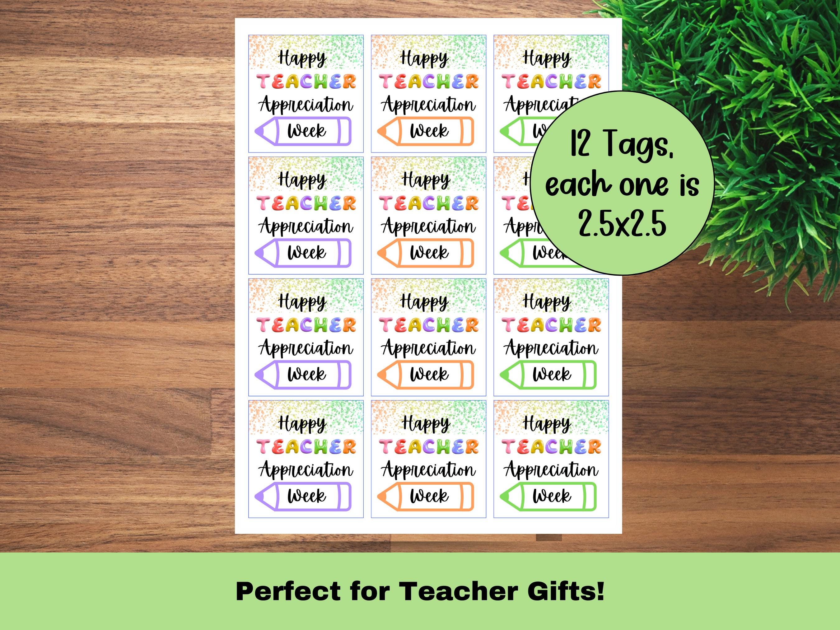 Teacher Appreciation Gift Tags, Teacher Thank You Tags, Colorful ...