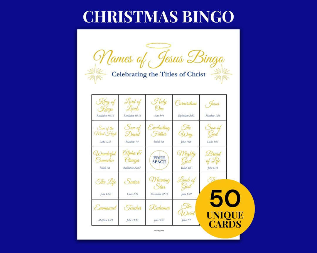 Christmas Bingo, Names of Jesus, Printable Christian Family Game, Women ...