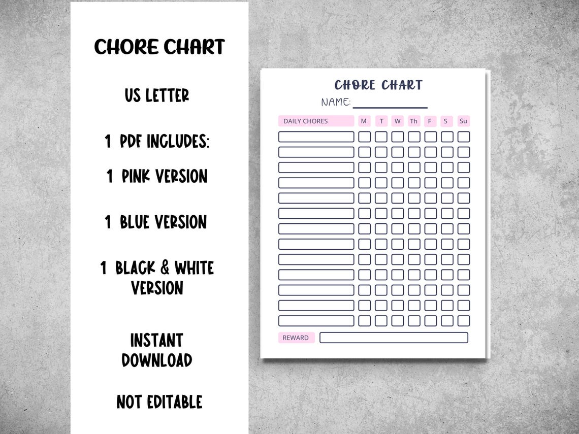Chore Chart, Daily Routine Checklist, Simple, Minimalistic Design ...