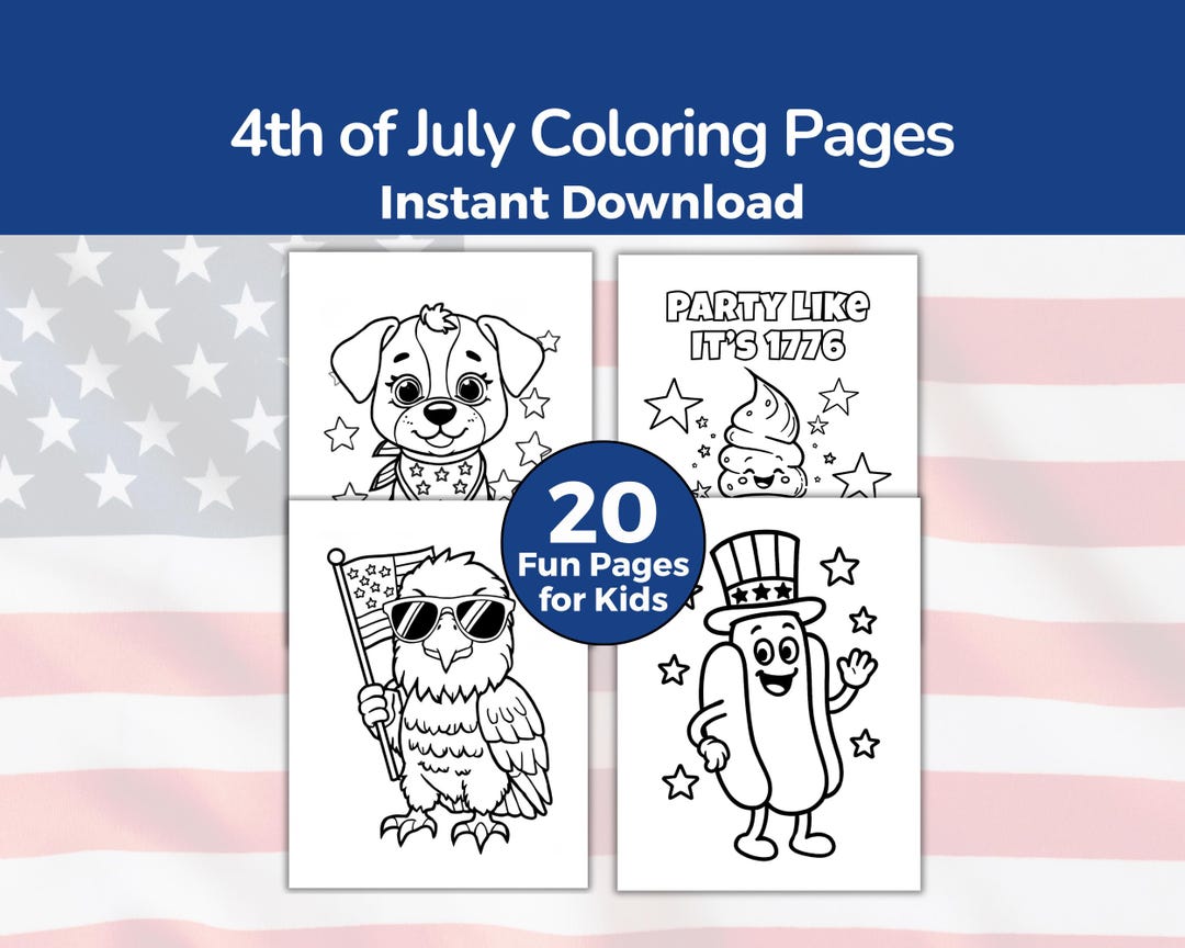 4th of July Coloring Pages for Kids, USA 250 Coloring Pack ...
