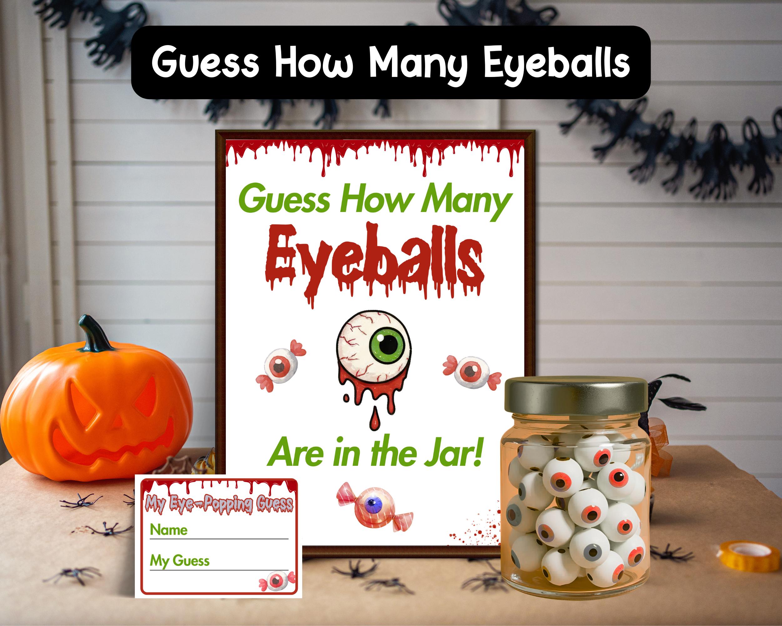 Guess How Many Eyeballs Sign & Cards, Halloween Party Game Printable ...