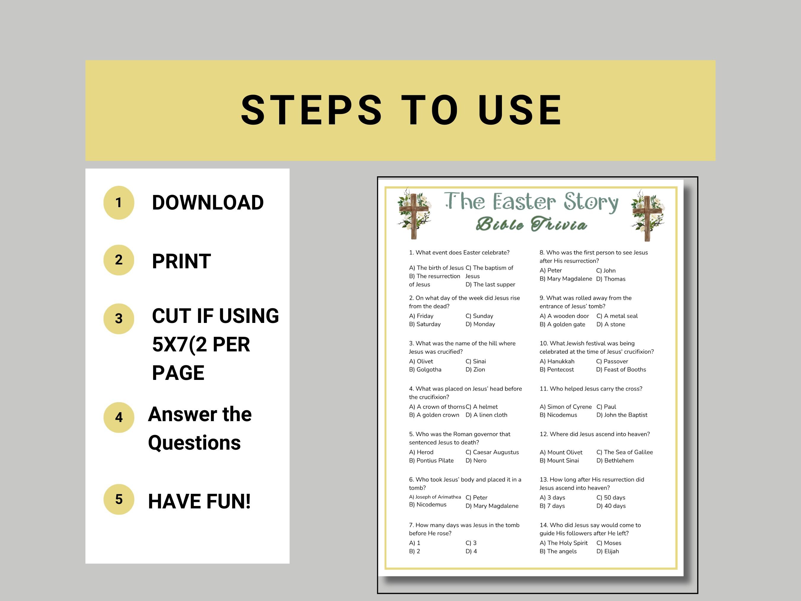 Easter Bible Trivia Game, Easter Christian Quiz for Kids & Adults ...