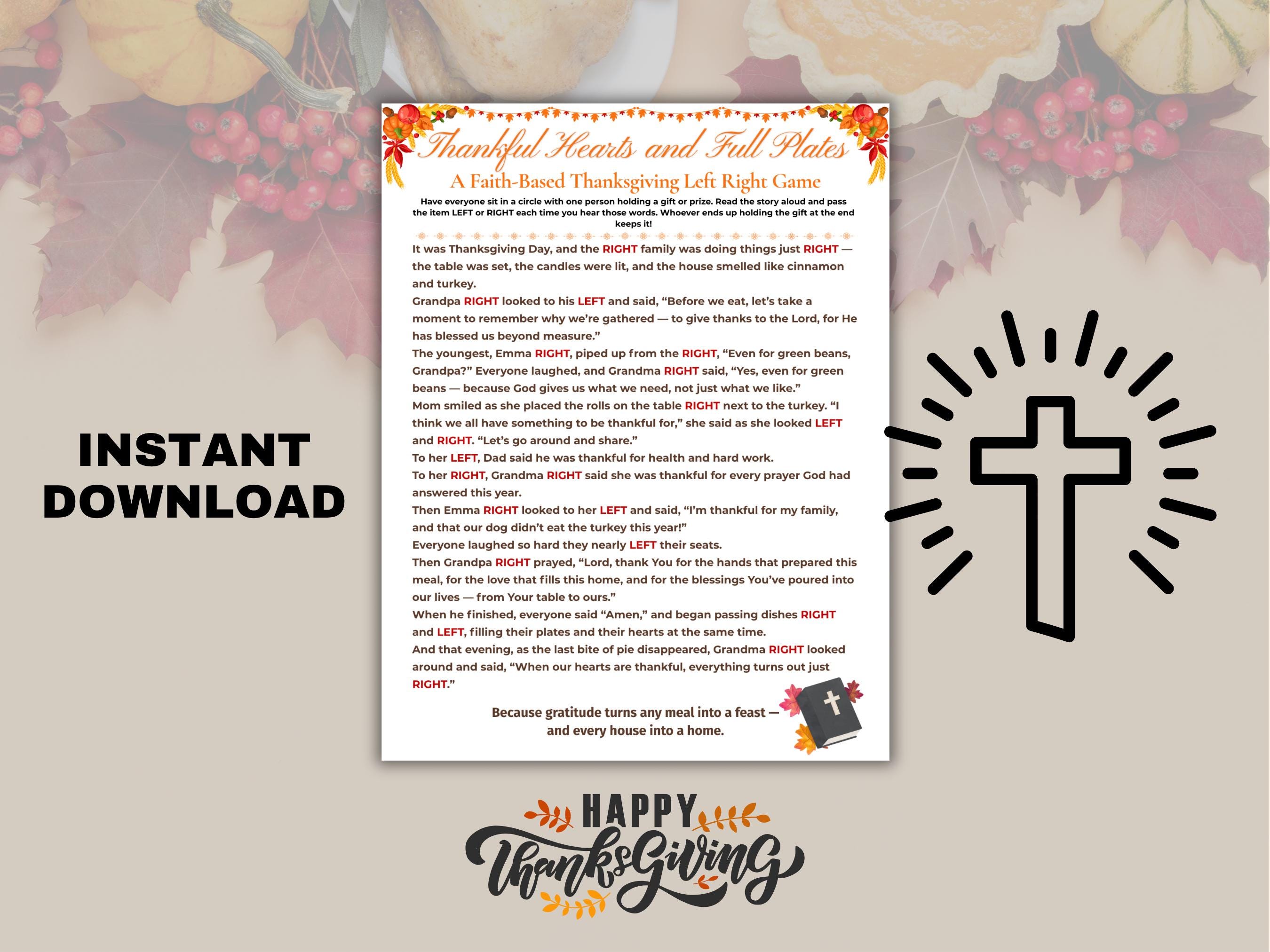 Thanksgiving Left Right Game, Faith Based Pass the Prize, Fall Party ...