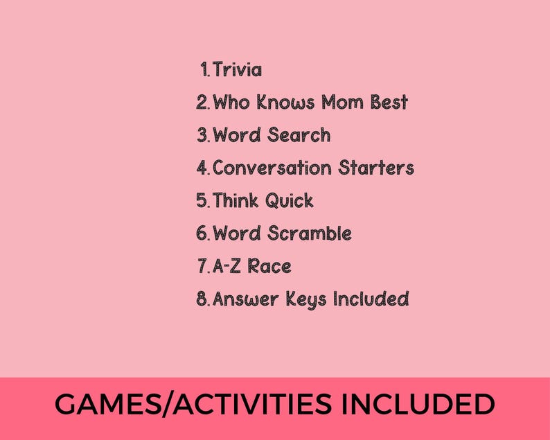 Mothers Day Game Bundle, Printable Mothers Day Activities for Kids and ...