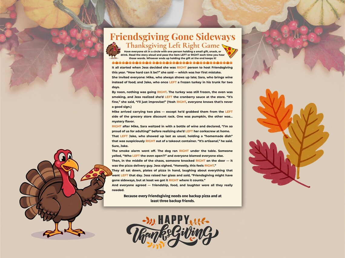 Thanksgiving Left Right Game, Friendsgiving Party Game, Fall Party ...