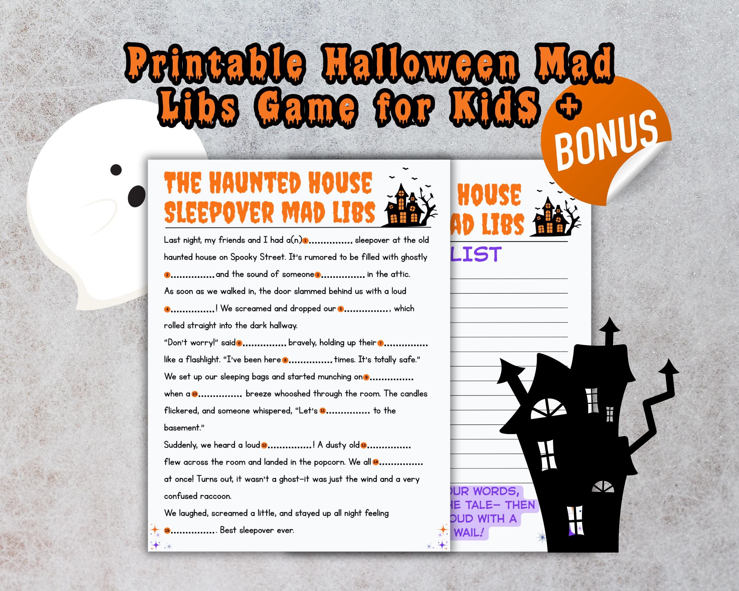 Halloween Mad Libs Printable, Kids Halloween Activity, Classroom Party ...