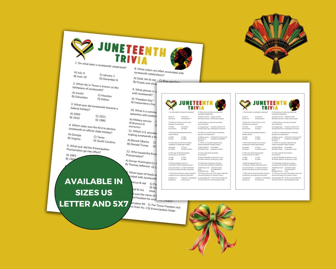 Juneteenth Games Bundle, Printable Trivia, Puzzles, Coloring Page ...
