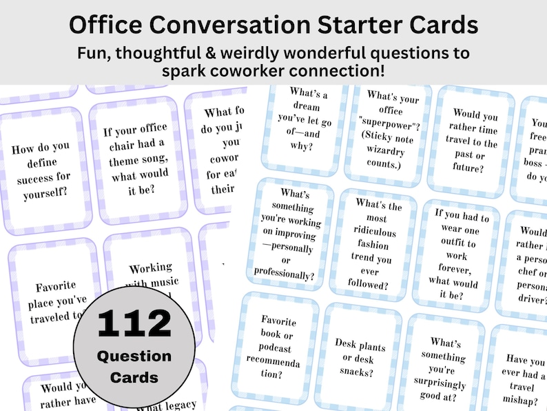 Conversation Cards for the Office, Remote Team Bonding, Coworker ...