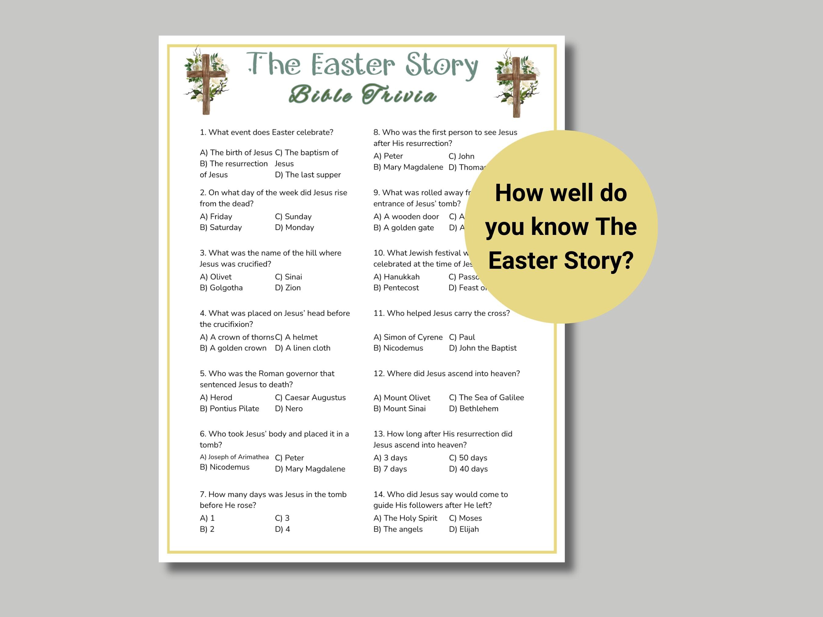 Easter Bible Trivia Game, Easter Christian Quiz for Kids & Adults ...