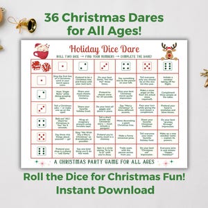 Christmas Dice Game, Holiday Dice Dare Game, Funny Christmas Party ...