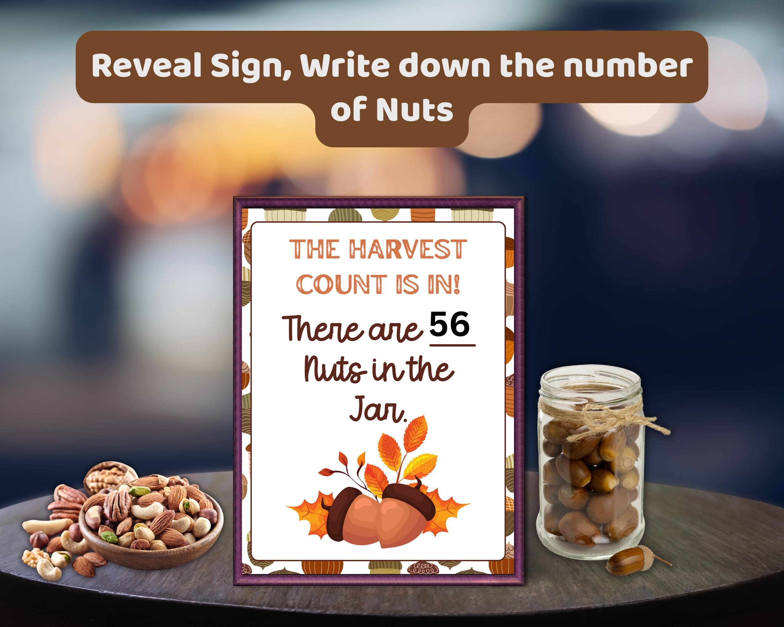 Guess How Many Nuts Game, Thanksgiving Party Game Printable, Fall ...