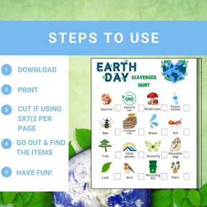 Earth Day Scavenger Hunt for Kids, Educational Outdoor Activity, Both ...