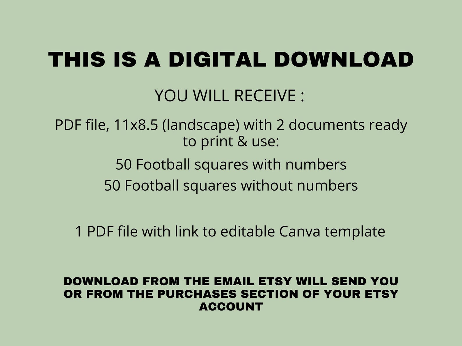 50 Football Squares Editable & Printable, Office Football Pool, Square ...