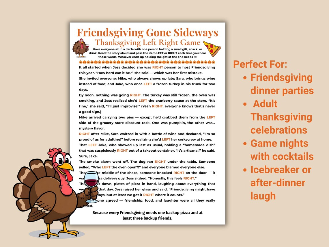 Thanksgiving Left Right Game, Friendsgiving Party Game, Fall Party ...