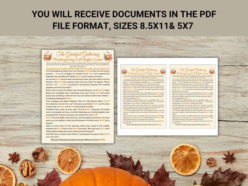 Thanksgiving Left Right Game, Fall Party Printable, Thanksgiving Church ...