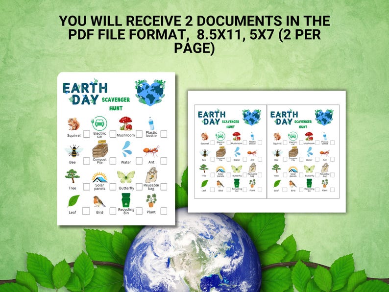 Earth Day Scavenger Hunt for Kids, Educational Outdoor Activity, Both ...