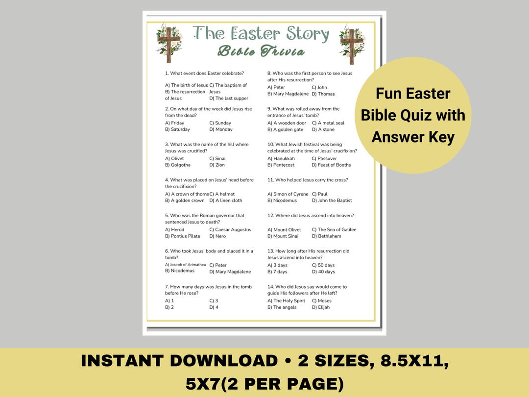 Easter Bible Trivia Game, Easter Christian Quiz for Kids & Adults ...