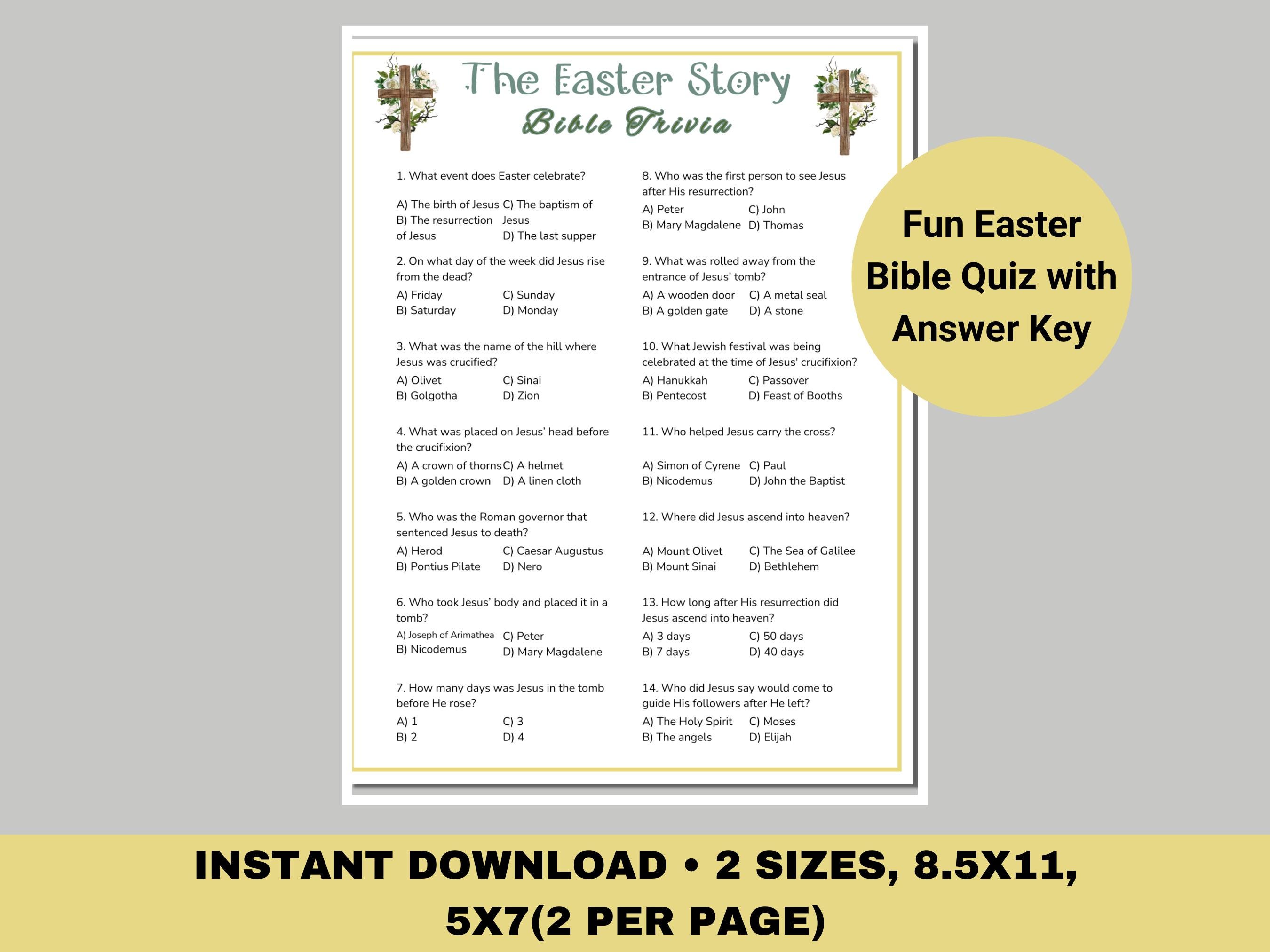 Easter Bible Trivia Game, Easter Christian Quiz for Kids & Adults ...