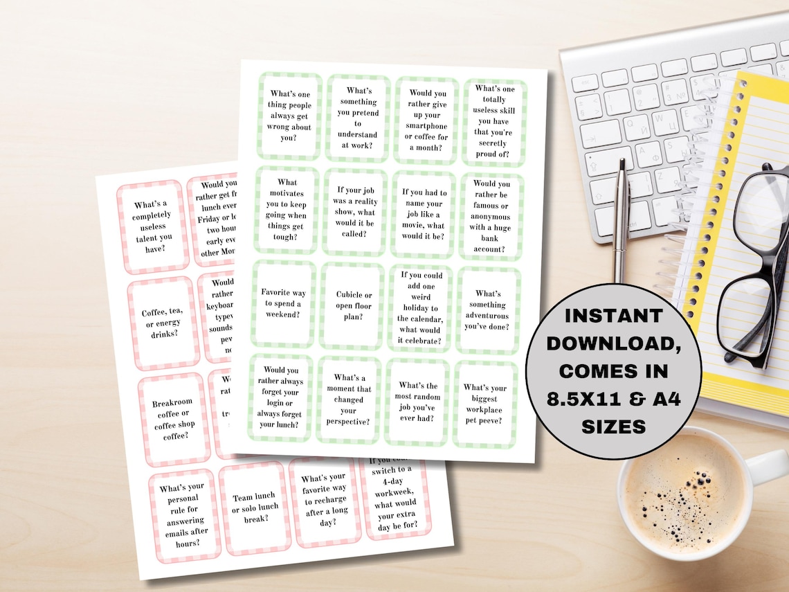 Conversation Cards for the Office, Remote Team Bonding, Coworker ...