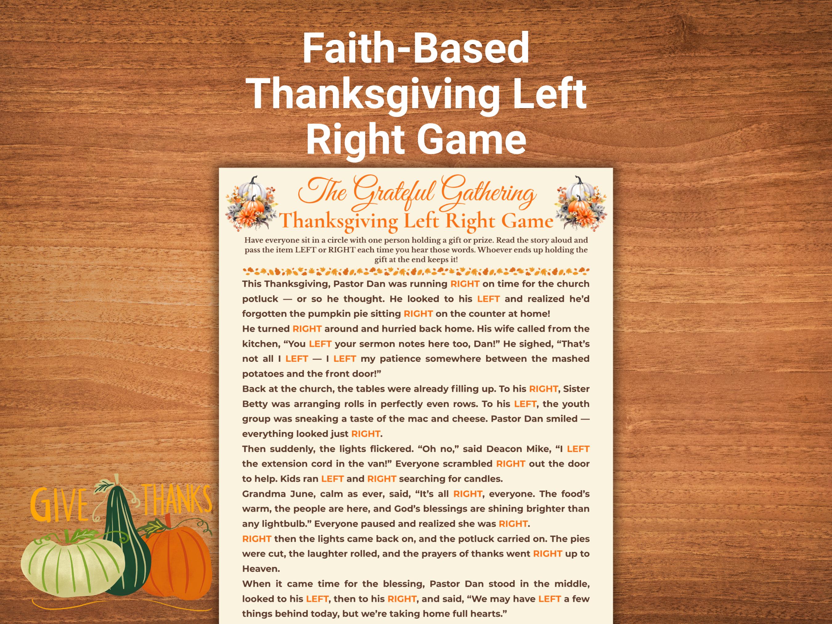 Thanksgiving Left Right Game, Fall Party Printable, Thanksgiving Church ...