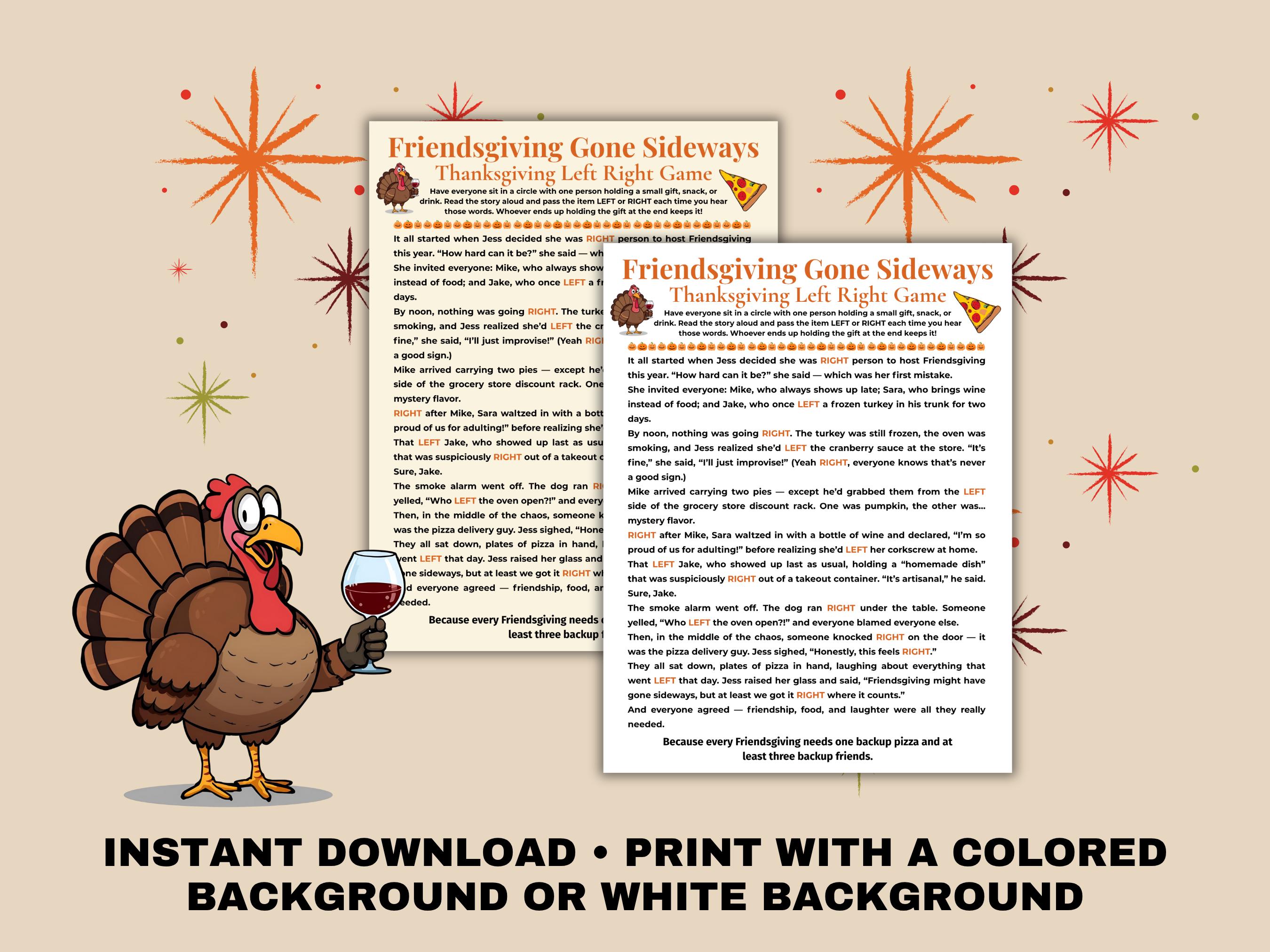 Thanksgiving Left Right Game, Friendsgiving Party Game, Fall Party ...