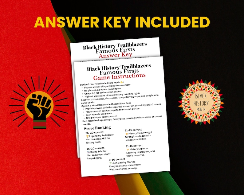 Black History Trivia Game, Black History Month Activity, Famous Firsts ...